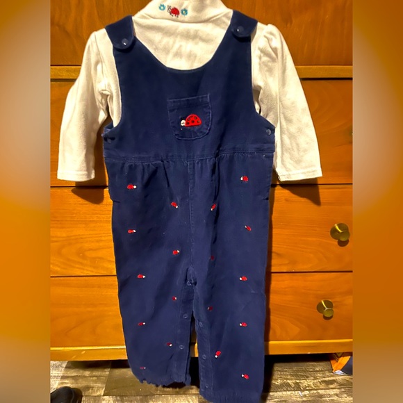 Mayfair | Bottoms | 9s Ladybug Navy Corduroy Button Overalls W White ...
